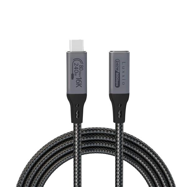 Luxxio USB4 2.0 Gen4/Thunderbolt5対応 USB-C to USB-Cケーブル 240W/両方向転送80Gbps 16K60Hz Eマーカーチップ搭載 単方向転送120Gbps USB3.2/2.0,Thund...