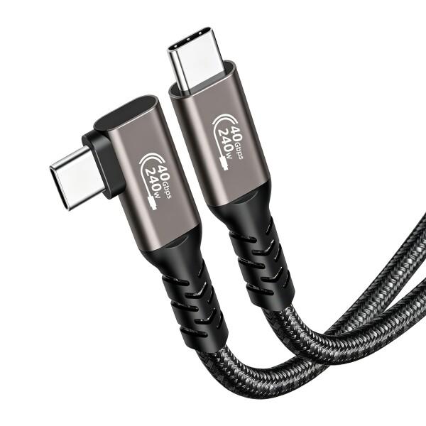 Thunderbolt 4 ケーブル L字 1m Popolier USB4対応 Popolier (240W出力 / 40Gbps高速データ転送 / 8K・4K / U SB 3.2/3.1/3.0/2.0 ) サンダーボルト 4ケーブル...