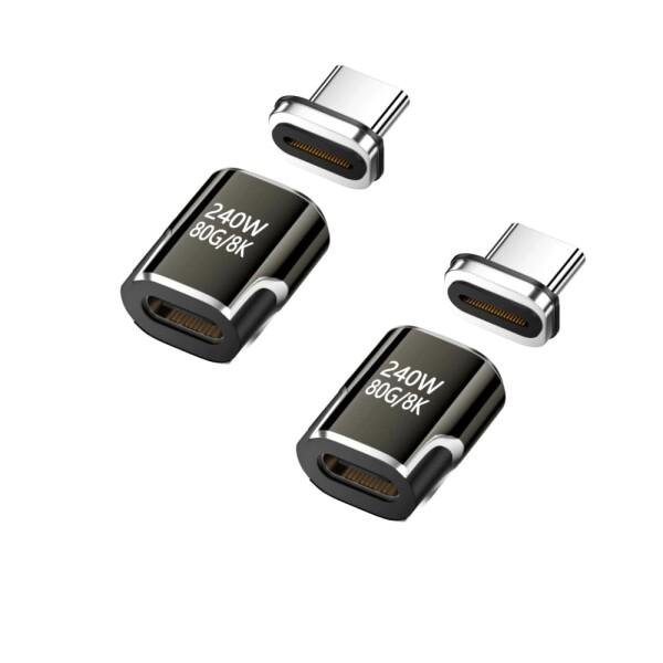 YFFSFDC USB-Cマグネット式 Type C 変換アダプタ USB4.0 N52自動吸着 マグネット 8K@60Hz映像出力 80Gbps高速データ転送 240W急速充電 Mac Book Pro、Nintendo Switch、N...