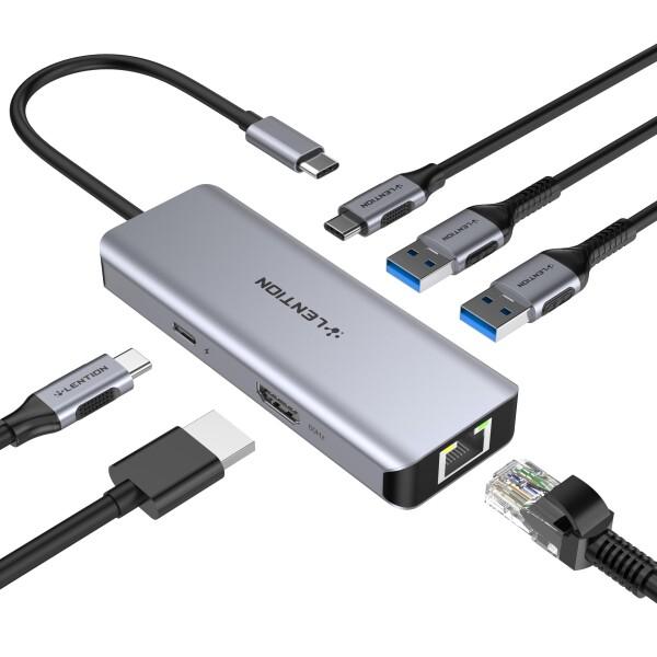 LENTION USB-C 6-in-1 有線LANアダプター ハブ 4K@60Hz HDMI出力 100W PD充電 ギガビットイーサネット USB3.0ポート搭載 MacBook Pro/Air M1/M2/M3/M4/M5 iPad ...