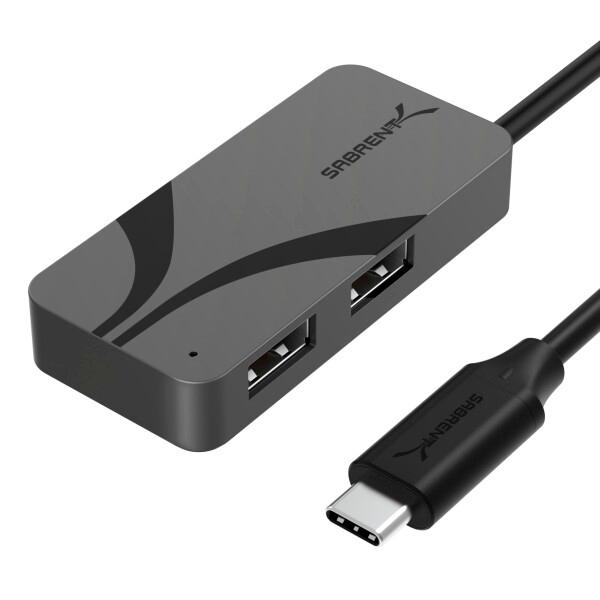 SABRENT USB-C 3ポートハブ、USB PD 3.0搭載、5Gbps USB-Aポート1個、480Mbps USB-Aポート2個、ノートパソコン、タブレットおよび携帯電話用の100W電力供給を備えた5Gbps USB-Cポート1個...