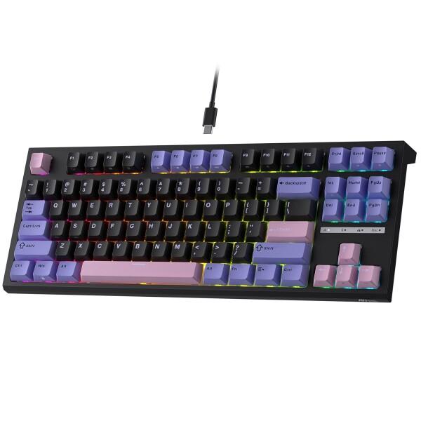 RK ROYAL KLUDGE C87 HE ラピッドトリガー ゲーミングキーボード、87キー TKL 有線 RGB メカニカルキーボード、ホール効果磁気スイッチキーボード、アクチュエーションポイント調整可能、8K Hz ポーリングレート、...