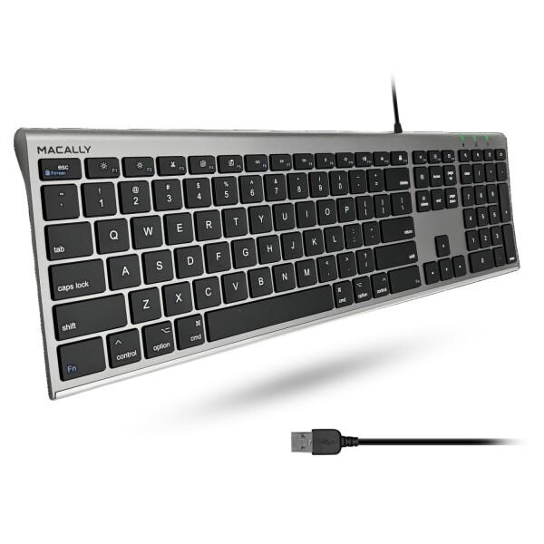 MACALLY mac キーボード US配列 有線 オールアルミフレーム スリム 静音性 シザー式キー テンキー付き 在宅勤務 テレワーク iMac Pro iMac MacBook Pro MacBook Air対応 MacとWindow...