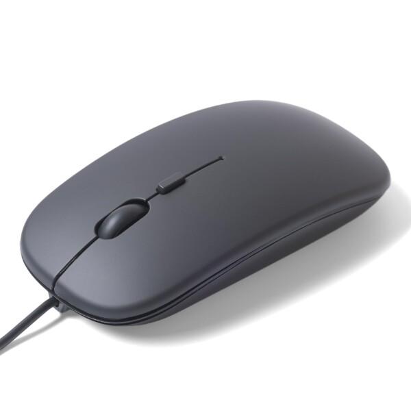 マウス 有線 静音 USB接続 薄型 小型 軽量 4段階DPI切替 持ち運びやすい (ブラック)商品コード：49081131911型番：mouse-01-1カラー：ブラック??【気にならないクリック音10dBの静かさ】図書館や深夜の作業でも...