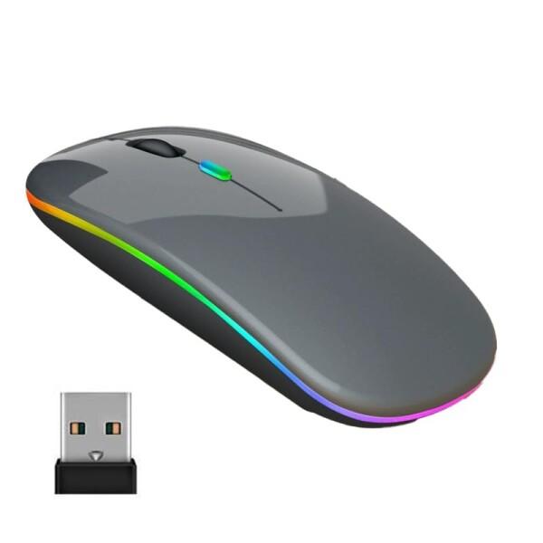 マウス 無線 ワイヤレスマウスBluetooth 5.3/2.4GHz デュアルモード マウス｜Type-C 高速充電＆30日耐久｜3段階DPI調整 静音設計｜7色RGB光 オフィス/ゲーム対応｜Mac/Windows全機種互換 (シルバー...