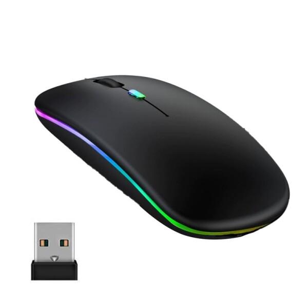 マウス 無線 ワイヤレスマウスBluetooth 5.3/2.4GHz デュアルモード マウス｜Type-C 高速充電＆30日耐久｜3段階DPI調整 静音設計｜7色RGB光 オフィス/ゲーム対応｜Mac/Windows全機種互換 (ブラック...