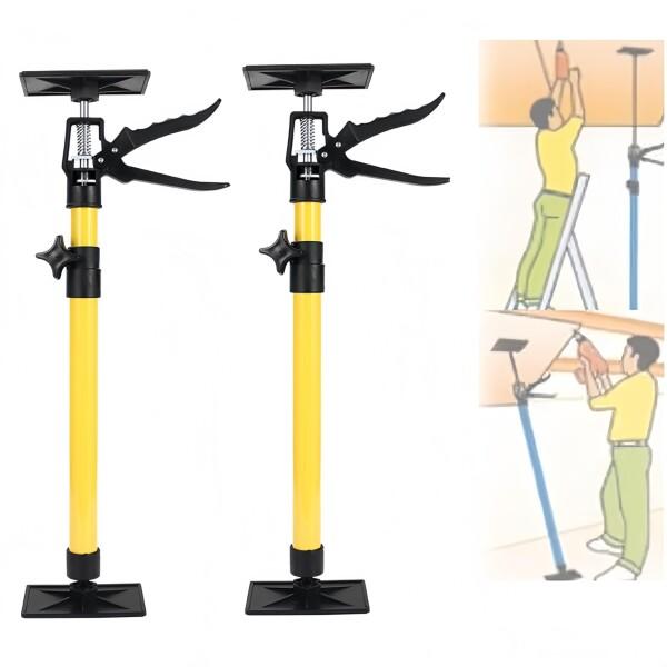 2個セット 天井つっぱり棒 補助ポール 突っ張り棒 支え棒 高さ調整 最大耐荷重40kg 360°角度調整可能 転倒防止 ドア キャビネット 収納の設置補助に (黄, 中い-50cm-115cm調節可能)商品コード：49081132212型...