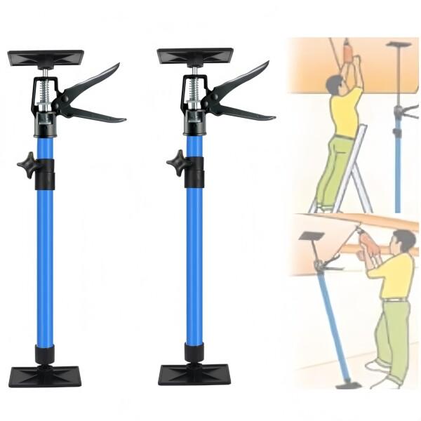 2個セット 天井つっぱり棒 補助ポール 突っ張り棒 支え棒 高さ調整 最大耐荷重40kg 360°角度調整可能 転倒防止 ドア キャビネット 収納の設置補助に (ブルー, 中い-50cm-115cm調節可能)商品コード：4908113221...