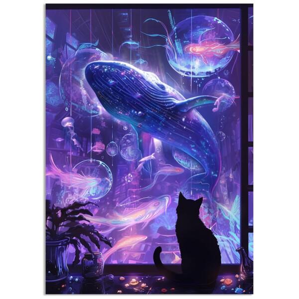 Fokenzary 数字でペイント DIY 大人向けのぬり絵キットクジラ黒猫油絵 キャンバス 初心者用 ブラシとアクリル絵具付き フレームなし (40x50cm)商品コード：49081132580型番：1100212サイズ：40*50CMカ...