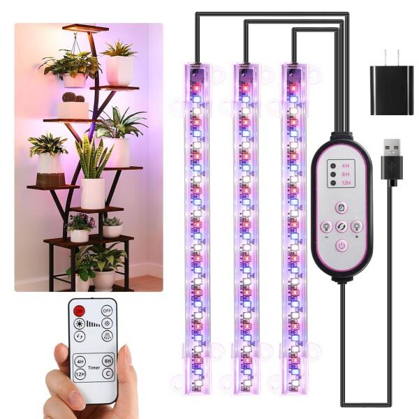 3ヘッド7.8インチLED植物育成ライト、屋内植物用育成ランプフルスペクトル、81個のLED植物ライト、10段階調光、4/8/12時間タイマー付き多肉植物の苗育成用商品コード：49081132620型番：HYJAZWLDT-03-20-RB...