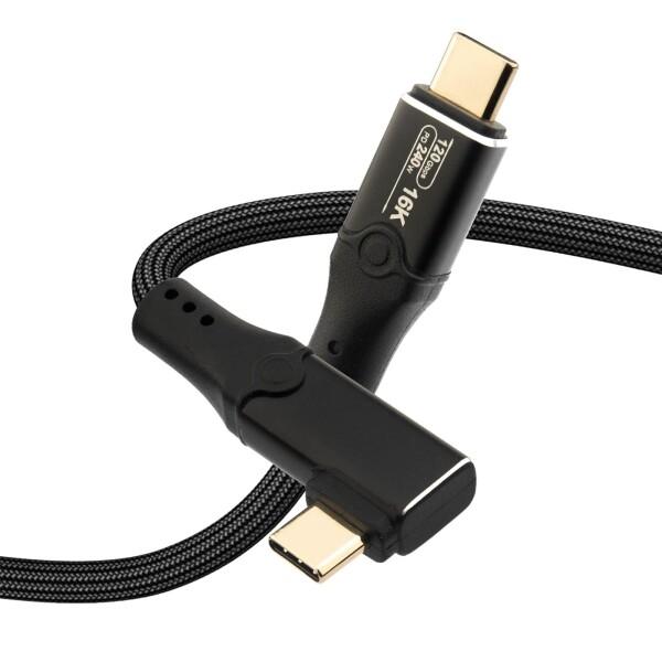 Leehitech 2M 直角L字型 80Gbps 双方向データ転送 Thunderbolt 5 ケーブル 240W急速充電 16K/60Hz映像出力 USB-C to USB-C ケーブル Thunderbolt 4/3 USB4 下位互...