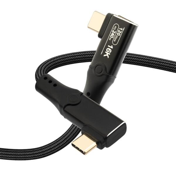 Leehitech 2M 直角L字 to 直角L字 120Gbps データ転送 Thunderbolt 5 ケーブル 240W急速充電 16K/60Hz映像出力 USB-C to USB-C ケーブル Thunderbolt 4/3 USB...