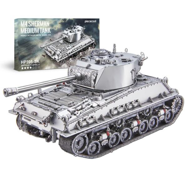 Piececool (ピースクール) 立体パズル 金属製 M4シャーマン中戦車 タンク 3dパズル 組み立て必要 接着剤不要 難易度4つ星 中級者 大人向け コレクション商品コード：49081133604型番：HP395-SK-JP難易度:...