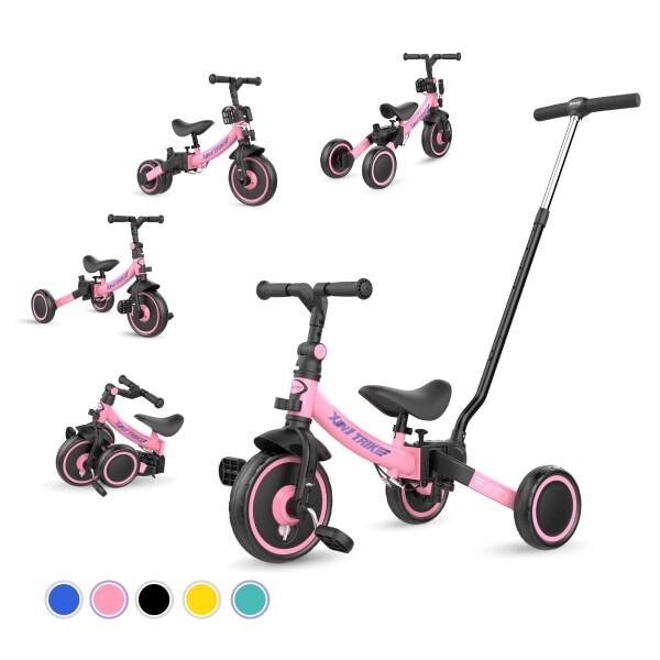 besrey 子供用三輪車 XIN1 三輪車 かじとり ランニングバイク ベビーカー 手押し棒 1歳から5歳まで 折りたたみ 軽量 ハンドル 調整可能 誕生日プレゼント お祝いギフト ピンク商品コード：49081133991サイズ：78ｃｍ...
