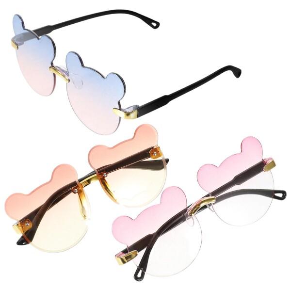 (CALLARON) 3個 リムレスサングラス くま クリエイティブグラス ビーチパーティー用 子供の漫画の 漫画のクマの 面白いサングラス キッズサングラスパーティー記念品 ホ商品コード：49081134146型番：E0360N16G4サ...