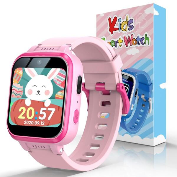 キッズ スマートウォッチ 子供 腕時計 女の子 男の子 6歳 7歳 8歳 9歳 小学生 おもちゃ 自撮りカメラ ゲーム 音楽 録音録画 歩数計 アラーム 入園入学祝い 誕生日プレゼント クリスマス ギフト 人気 (ピンク)商品コード：490...