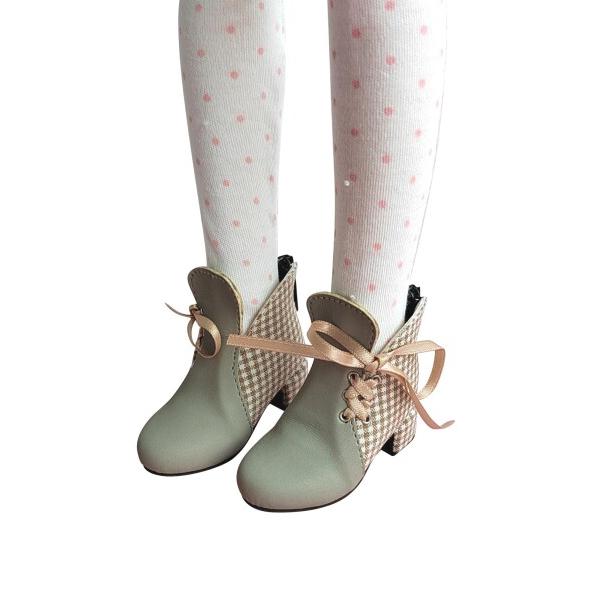 bjd靴　1/4ドール靴　秋冬靴　ショットブーツ　MSDやMDD及びクマコ穿ける　スエード地チェック柄　 (カーキー)商品コード：49081134270型番：dpchen0719カラー：カーキー1/4サイズドール通用のチェック柄ブーツです。...