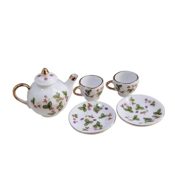 Abaodam ミニチュア セラミック ティーセット 5ピース 1/6スケール ミニハウス用 ティーカップモデル 赤い皿付き ドールハウス飾り 2.7 X 2.2 X 2.2インチ商品コード：49081134354型番：1カラー：アソートカ...