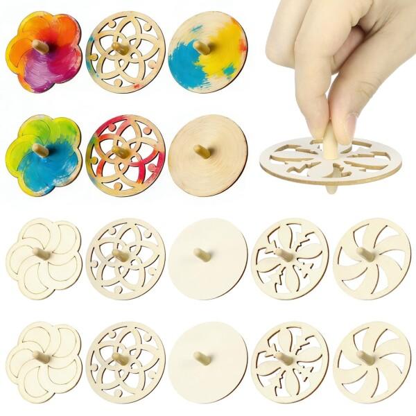 Toyvian こま 木製 手回しコマ 着色可能 コマ 駒 無着色 こま おもちゃ 天然木 てまわしごま 面白い 木製 工作キット 昔の手回し DIY 手作り 絵画 保育園 小学生 遊び 独楽 パーティー 記念品 20個セット商品コード：4...