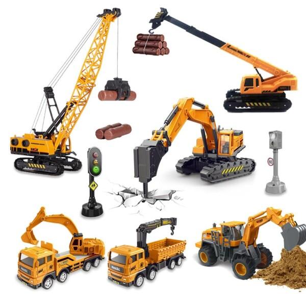 Carecoly 建設車両 作業車セット 建設工事 車おもちゃ 交通信号機付き 乗せて運ぶ 人気 はたらく車 工事カー 贈り物 クリスマス 誕生日のプレゼント商品コード：49081134742型番：GCC-06【1:55の割合の建設車両】細...