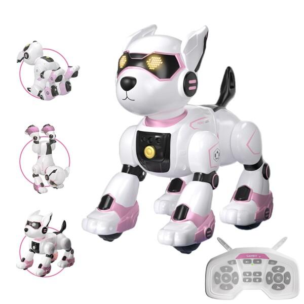 ロボットプラザ (ROBOT PLAZA) ロボット犬 おもちゃ 動く 多機能 リモコン操縦 音楽 ダンス 手振りジェスチャー制御 タッチ反応 英語音声認識 簡易プログラミング USB充電 男の子 誕生日プレゼント 小学生 (ピンク)商品コ...