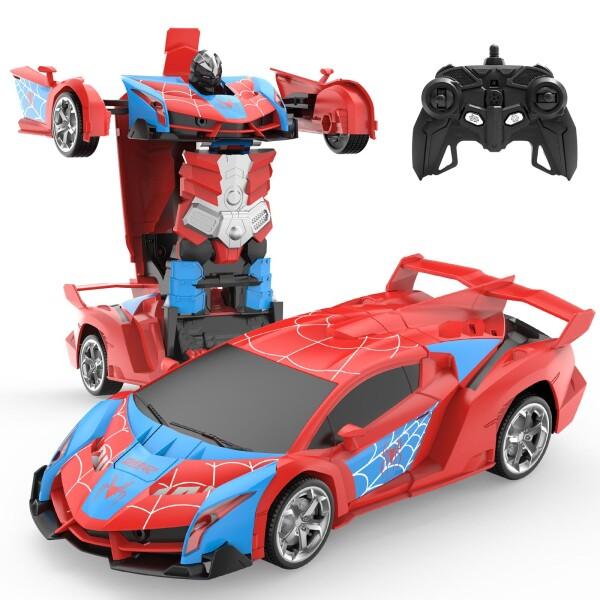 DEERC ラジコン ラジコンカー こども向け リモコンカー RCカー ロボット おもちゃ 車 変形 スタントカー スポーツカー 2 in 1 変形可能 デモモード 360°回転 2.4GHz USB充電 男の子 子供 小学生 中学生 誕生...
