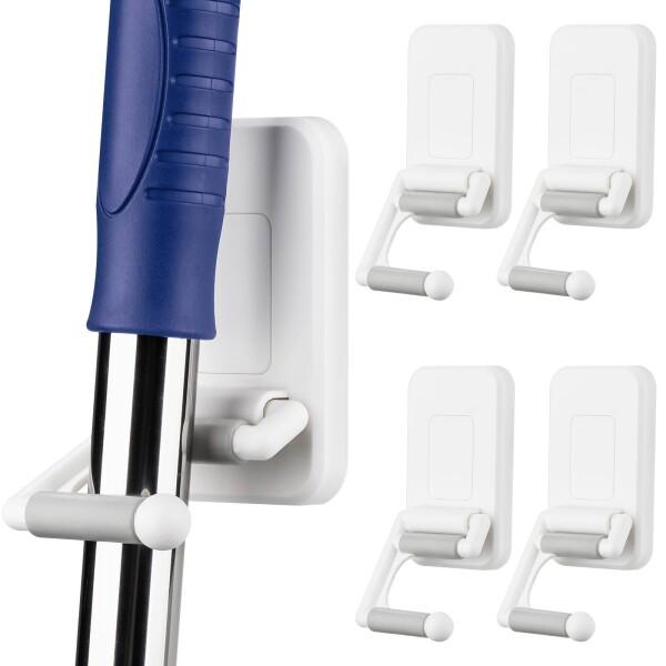 NiHome モップホルダー 4個セット モップクリップ 壁掛け ほうきホルダー 浴室 モップハンガー モップ ほうき 掃除道具 傘 キッチン 省スペース 180度回転式 両面テープ取付 工事不要 バスルーム用 キッチン用商品コード：490...