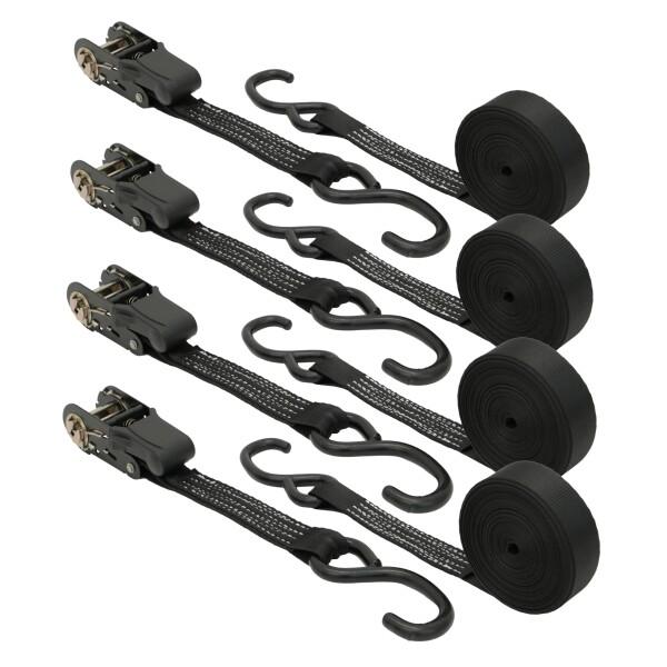 ツールズアイランド(Toolsisland) タイダウンベルト ラチェット式 ラッシングベルト 長さ4.5ｍ×幅25mm 最大荷重500kg トランポ バイク 荷締めベルト 4個セット 52608商品コード：49081135125型番：52...
