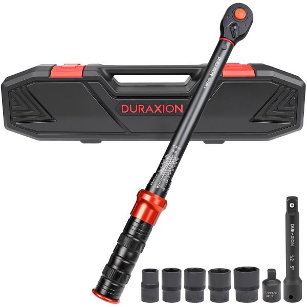 DURAXION 1/2インチ トルクレンチ セット 8点組 レッド トルクレンチ 車 プレセット型 差込角12.7 mm 20-220N.m タイヤ交換 バイク用 自動車 エンジン 作業工具 オートバイ 機械の整備 高精度 正向±3％ 逆...