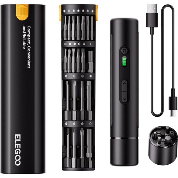 ELEGOO 電動ドライバー 33in1 精密ドライバーセット ペン型 ポップアップ専用ケース 充電式 スマホ メガネ カメラ 時計 DIY 修理工具セット商品コード：49081135580カラー：ブラック素早い締め付け/取り外し:電動駆動...