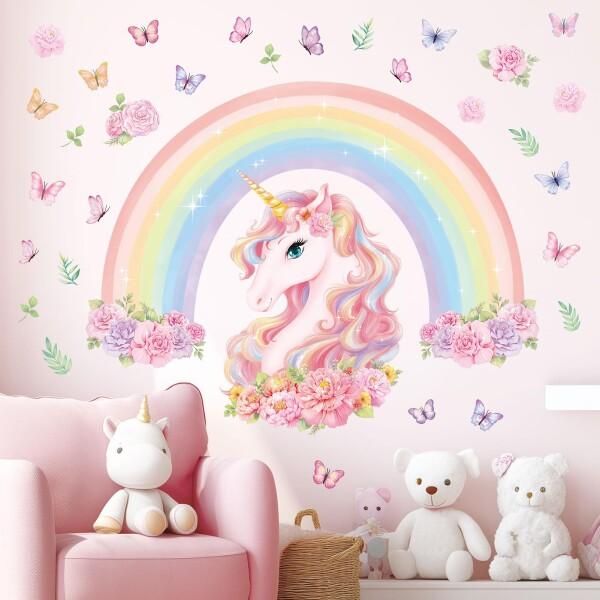 DECOWALL 大きな虹とユニコーン ウォールステッカー 女の子向け ゆめかわ姫デザイン 子供部屋・保育園 壁インテリア 貼ってはがせる 壁デコ(SG2-2413)商品コード：49081136723型番：SG2-2413カラー：Multi...