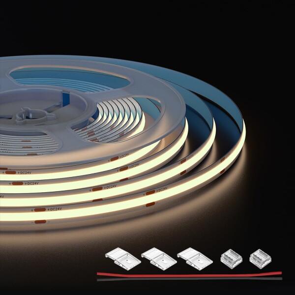 FCOB COB LEDテープライト 昼白色 4000K 320LEDs/m 5M フレキシブル 高密度 幅8mm ストリップライト DC24V 8W/m 調光可能 変形可能 切断可能 寝室 キッチンホーム 屋内装飾 エネルギー 非防水 C...