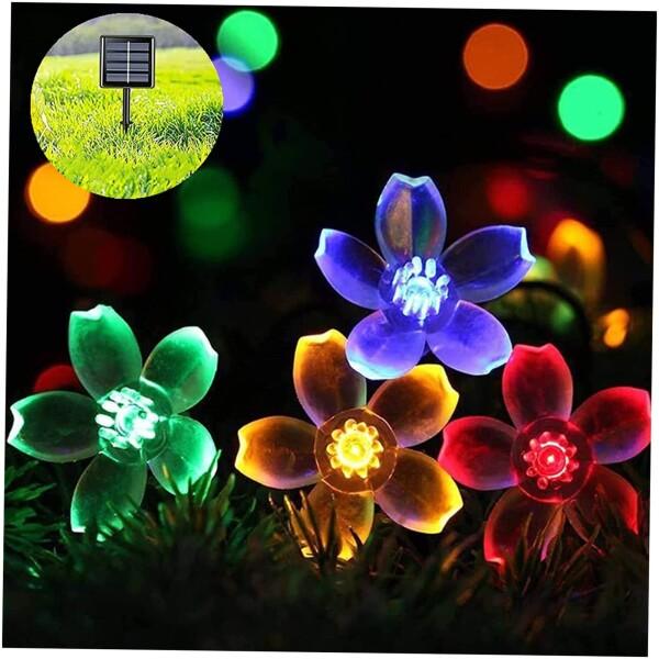 イルミネーションライト ソーラー LED ストリングライト ガーデンライト LED イルミネーション ソーラーライト 50LED 7M 屋外 庭 ライト ソーラー 桜の花 IP65防水 8モード キャンプ ライト 夜間自動点灯 クリスマス/...