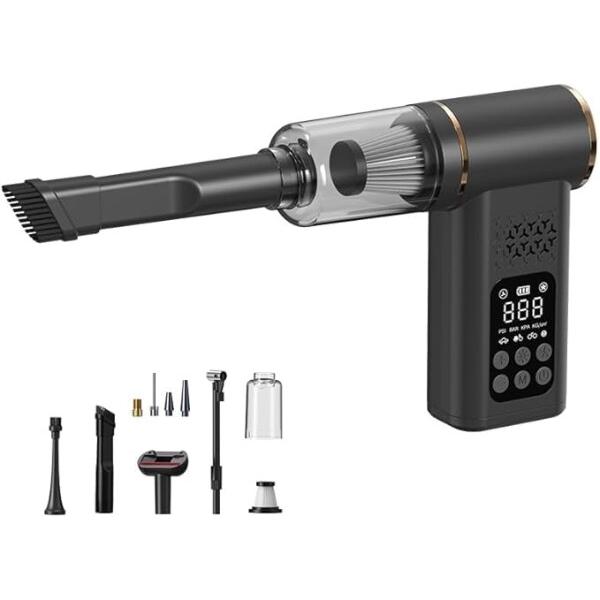 コードレス 充電式 電動空気入れ 3in14000mAh エアポンプ 最大圧力150PSI 自動停止 空気圧指定可 仏/英/米式バルブ対応 車/自転車/球類対応商品コード：49081137595型番：F01一台3役:強吸引力掃除機&amp;...