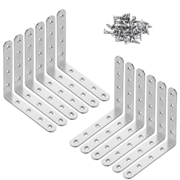 Wopanxye 20 x 125 mm L字金具 アングルブラケット ステンレス製 アングル コーナーブレース 棚受け金具 取付金具 棚受け コーナーブレース 直角ブラケット 転倒防止キャビネットファスナー 90度直角 接合金具 用の留め...