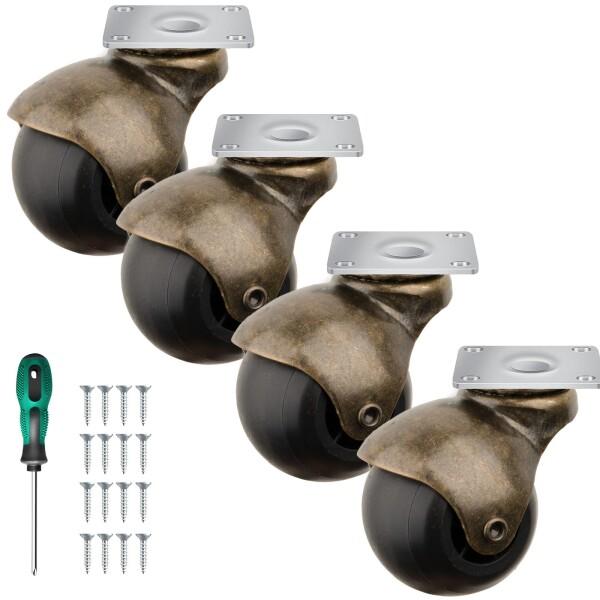 Niesporek ボールキャスター 4個セット 椅子交換用 50mm 耐荷重200KG 家具 、ソファ、キャビネット、椅子適用 TPR製商品コード：49081137849型番：Nies-0047カラー：ブロンズ【静音&amp;床に優しいT...
