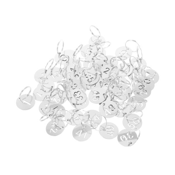 POPETPOP 50個 ステンレス製番号タグ 丸型メタルキーチェーン タグ 薄型ホロウデザイン 鍵整理用 キャビネット ロッカー 収納ボックス対応商品コード：49081138229型番：QVKPC8DVKCV08737WSN442TRMサ...