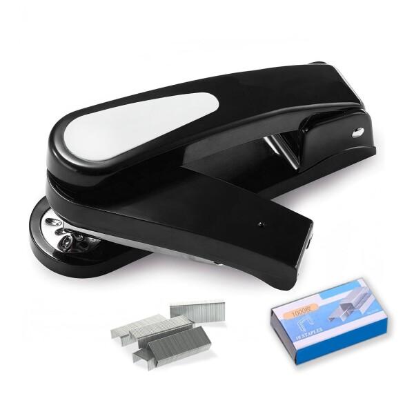 旋?式ホッチキス 360度回転 25枚綴じ 多角度対応 省力設計 大容量 2WAY装訂 中綴じ可能 強力パンチ力 90mm奥行き対応 ホッチキス針1箱付き オフィス 自宅 教室用 (黒)商品コード：49081138308型番：SRTFINE...