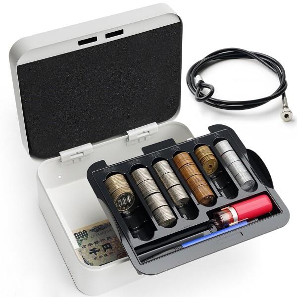 手提げ金庫 小型 お金管理 各額硬貨 収納可能 ワイヤ付き B6サイズ 家庭用 オフィス ダイヤル式 ホワイト商品コード：49081138317型番：fo-016サイズ：M（ワイヤー付き）カラー：ホワイト?【高品質で耐久性が優れています】本...