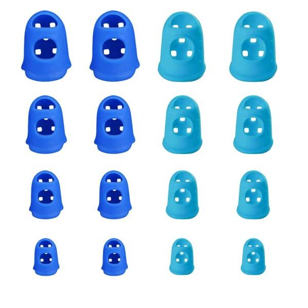 指サック 滑り止めカバー 傷防止カバー 指保護カバー 演奏用 事務用 シリコンゴム製 ページめくり 指先保護 防磨? 穴あき S+M+L+XL ブルー+アクア 16個入り商品コード：49081138422型番：other【商品サイズ】S(内...