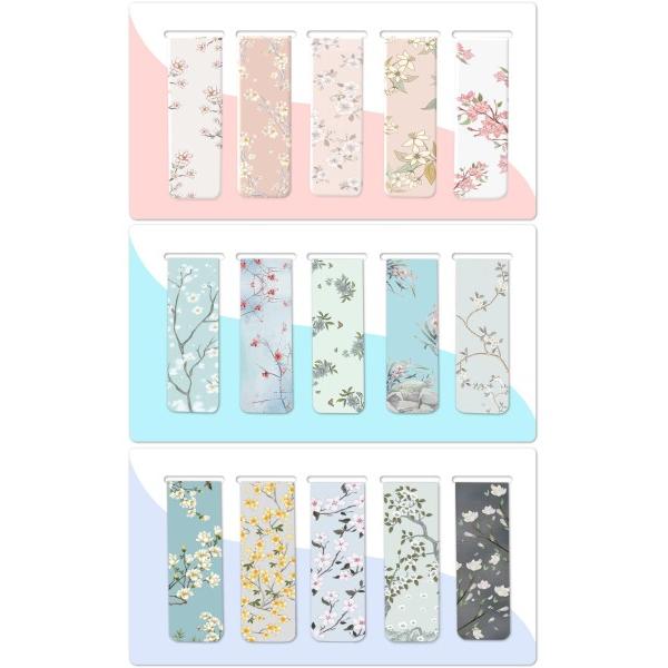 Joyberg 文具しおり 本 15個 新年プレゼント 磁性マグネット式ブックマーク 栞 おしゃれ プレゼント、本が好き、学生、教師、読書 集中ページマーカー (花がら)商品コード：49081138489型番：04SQ0003サイズ：15個...