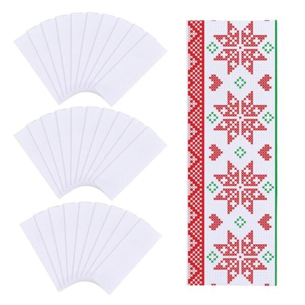 GLOBLELAND 30枚セット 白無地クロスステッチブックマーク 綿レース縁刺?用ラベルキット 220×51mm（約8.7×2インチ）手作りDIYクラフト用 読書用ブックマーク商品コード：49081138533型番：GL2-99Bパッケ...