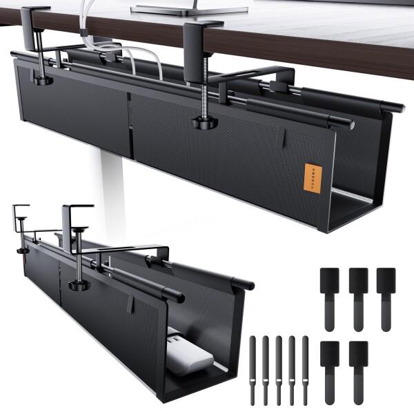 NODOCA ケーブルトレー 難燃ファブリック製 長さ70cm 耐荷重10kg 大容量 デスク下 配線隠し ケーブルラック ケーブル収納 配線整理 コード隠し収納 コードまとめる 放熱対策 省スペース 穴あけ不要 クランプ式 マジックバンド...