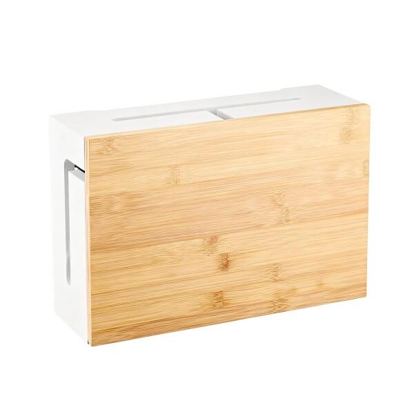 ケーブルボックス ルーター 収納 コンセントボックス 竹製 配線隠し ボックス 壁掛け 電源タップ収納 電源コード 収納ケース 蓋付き 卓上収納 配線整理 ホワイト商品コード：49081138769型番：JJL1004【隠し配線ボックスデザ...