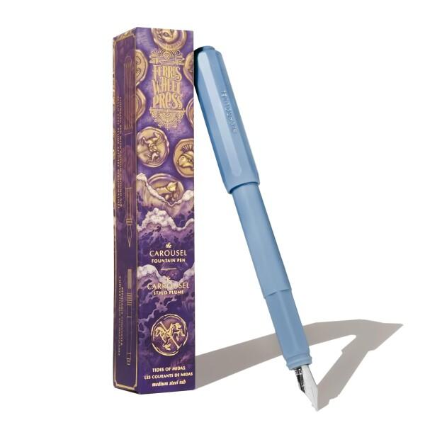 Ferris Wheel Press, Carousel Fountain Pen, Acrylic blend body, Air-sealed click locking cap, Tides of Midas, Soft Blue, ...