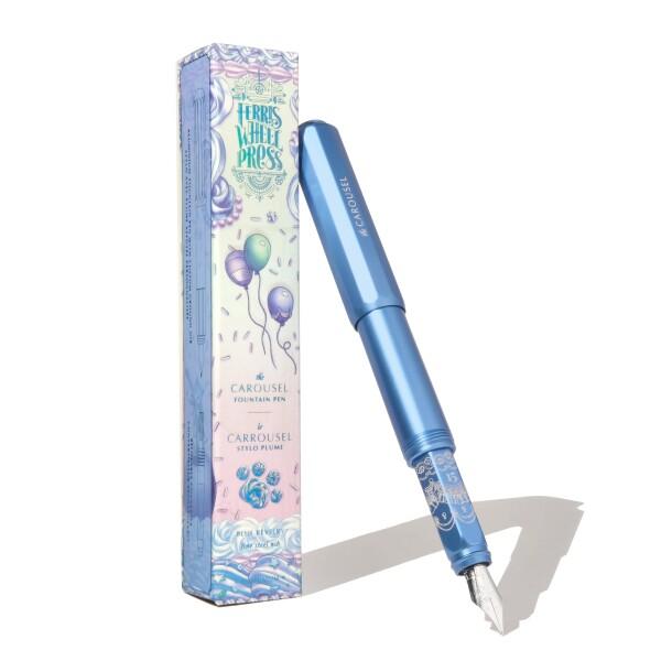 Ferris Wheel Press Aluminum Carousel Fountain Pen, 2025 Limited Edition, Blue Revelry, Aircraft grade aluminum body, Thr...
