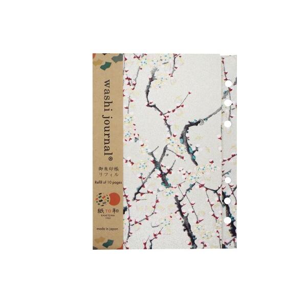 紙TO和 御朱印帳リフィル(バインダー リング6穴 HB×WA5用) 梅 (シルバー)商品コード：49081139360サイズ：HB×WA5カラー：シルバー京都の友禅和紙を表紙と裏表紙に使った6穴バインダー用の御朱印帳リフィル(HB×WA5...