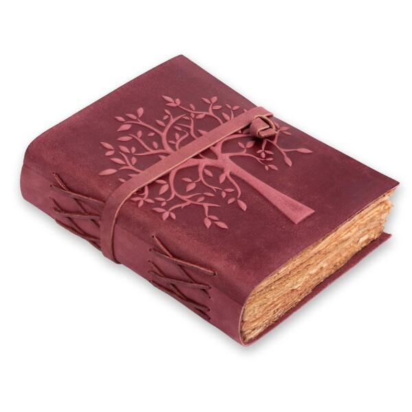 LEATHER VILLAGE Tree of Life ジャーナル ノートブック スケッチブック ダイアリー - 10 X 7 インチ - フクシア - 200 ページ - 水彩紙 - Book of Shadows - ヴィンテージレザ...