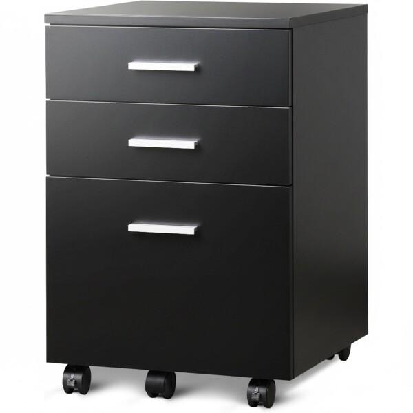 DEVAISE デスクワゴン サイドワゴン キャビネット オフィスワゴン 袖机 木製 3段 A4対応 大容量 キャスター付き 幅400*奥行400*高さ595mm 黒 ブラック商品コード：49081139984型番：AHDG617サイズ：大...
