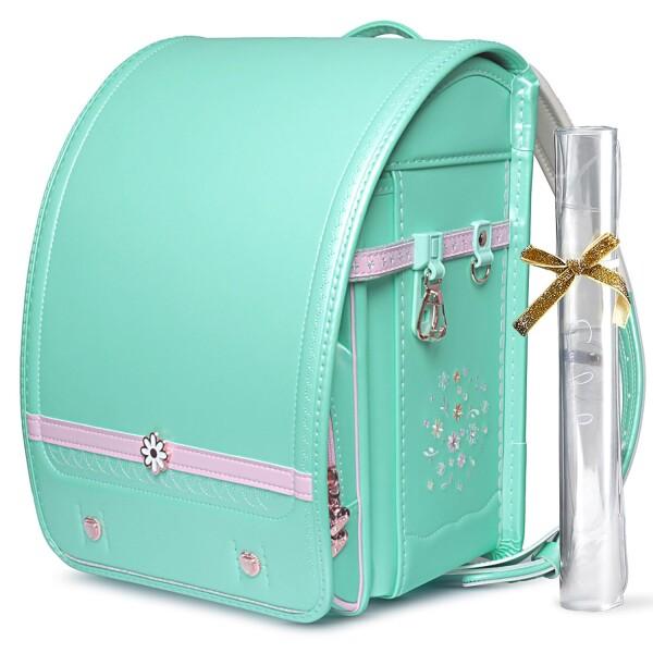 (Coulomb) クーロンランドセル女の子 最新ひなぎくモデル ツヤありパール生地 A4フラットファイル対応 軽量大容量ランドセル 女の子 パープル 儿童?包 小学校 (ミントグリーン)商品コード：49081140149サイズ：Mカラー：...